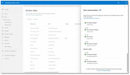 Recent SharePoint Admin Actions - LemonBits
